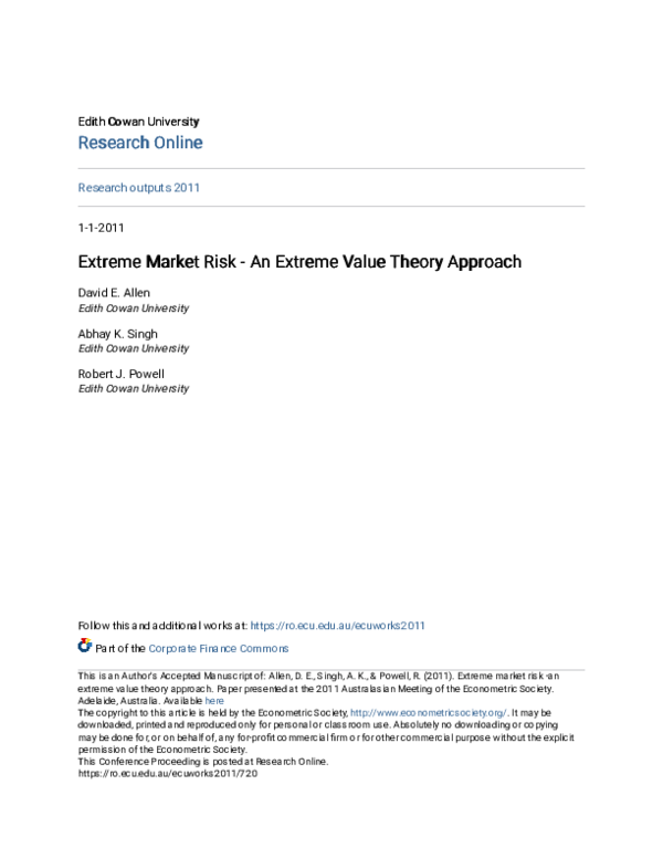 (PDF) Extreme Market Risk-An Extreme Value Theory Approach