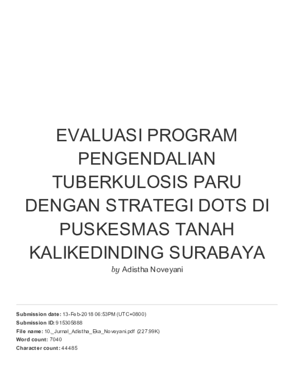 (PDF) Evaluasi Program Pengendalian Tuberkulosis Paru Dengan Strategi ...