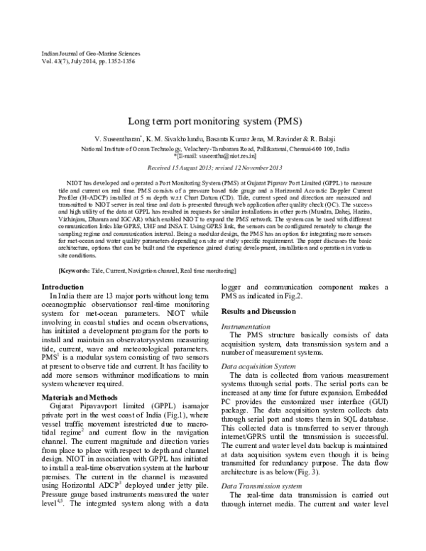(PDF) Long term port monitoring system (PMS) | Basanta Kumar Jena and V ...