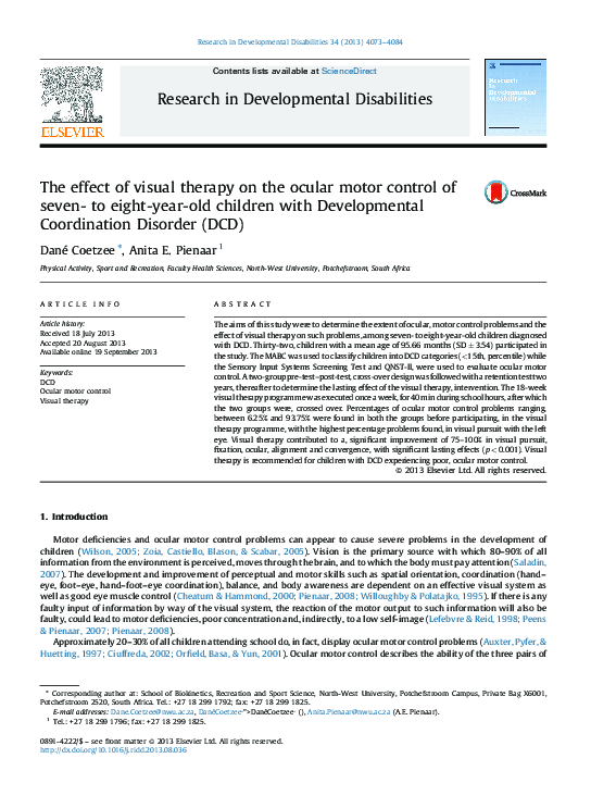 (PDF) The effect of visual therapy on the ocular motor control of seven ...