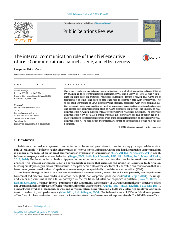 (PDF) The internal communication role of the chief executive officer ...