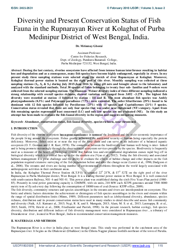 (PDF) Diversity and Present Conservation Status of Fish Fauna in the ...