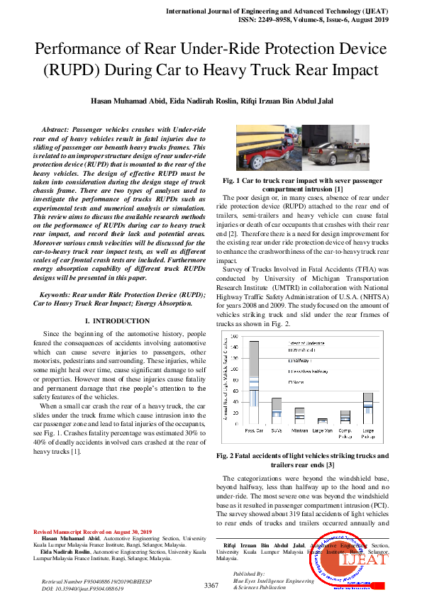 (PDF) Performance of Rear Under-Ride Protection Device (RUPD) During ...