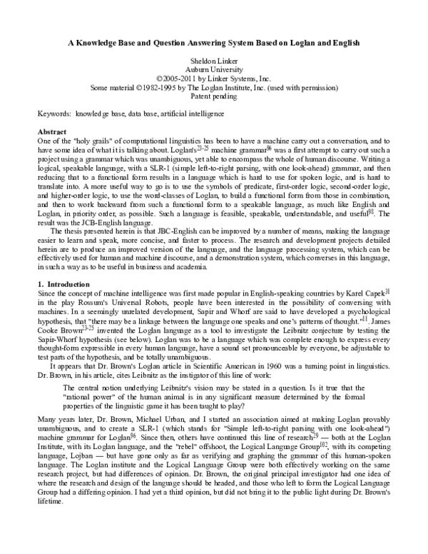 (PDF) A knowledge base and question answering system based on loglan ...