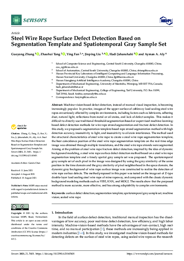 (PDF) Steel Wire Rope Surface Defect Detection Based on Segmentation ...