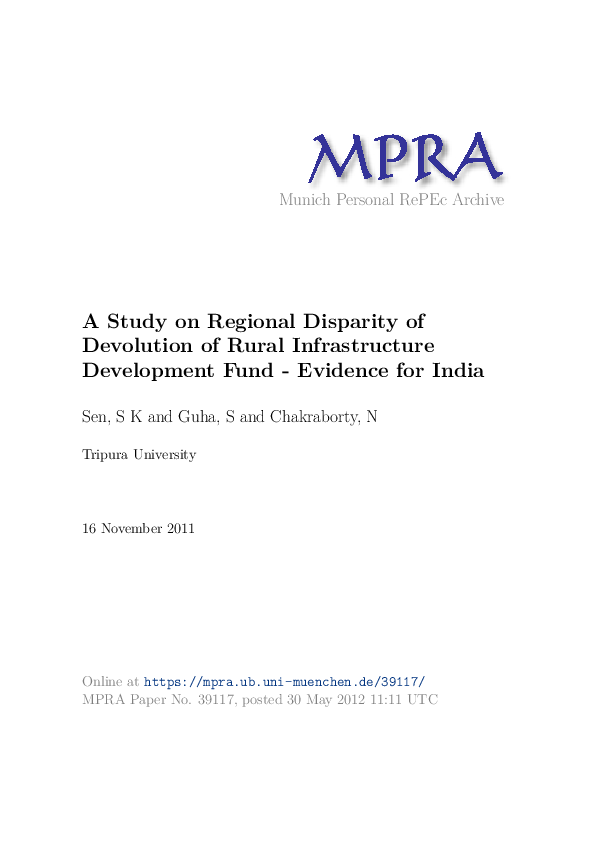 A Study on Regional Disparity of Devolution of Rural Infrastructure ...