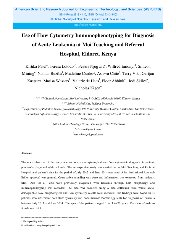 (PDF) Use of Flow Cytometry Immunophenotyping for Diagnosis of Acute ...