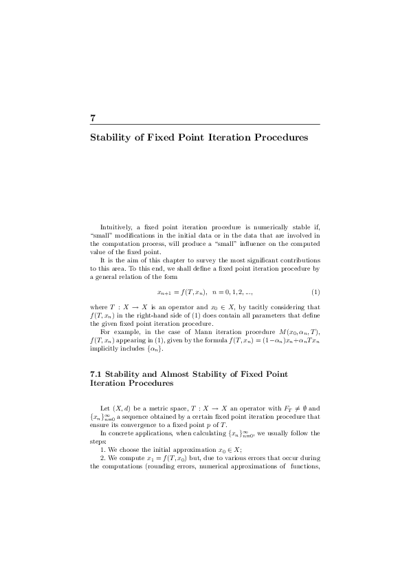 (PDF) Stability of Fixed Point Iteration Procedures