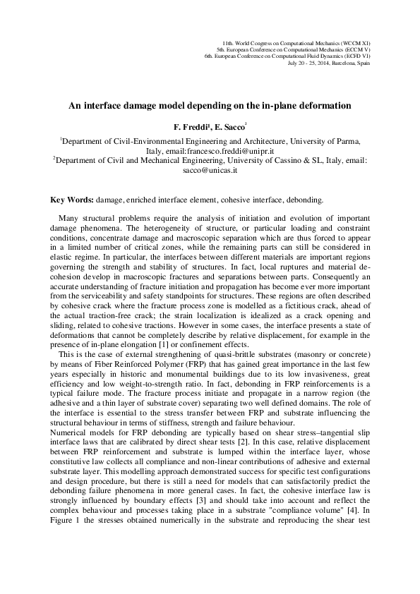 (PDF) An interface damage model depending on the in-plane deformation