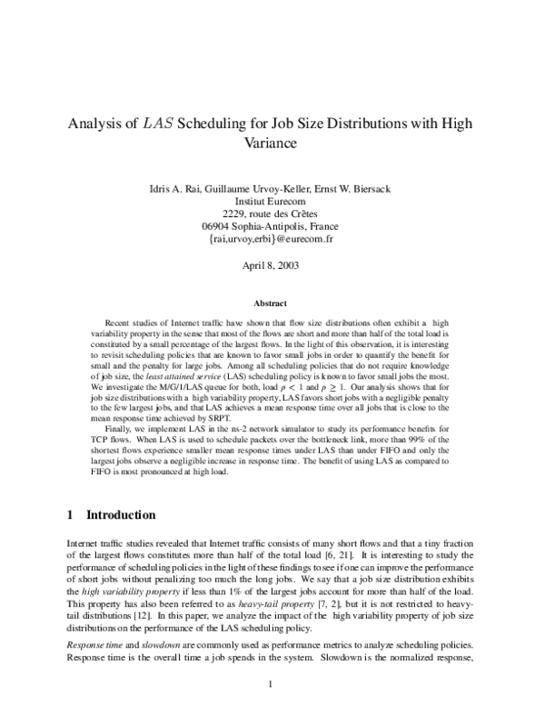 (PDF) Analysis of LAS scheduling for job size distributions with high ...