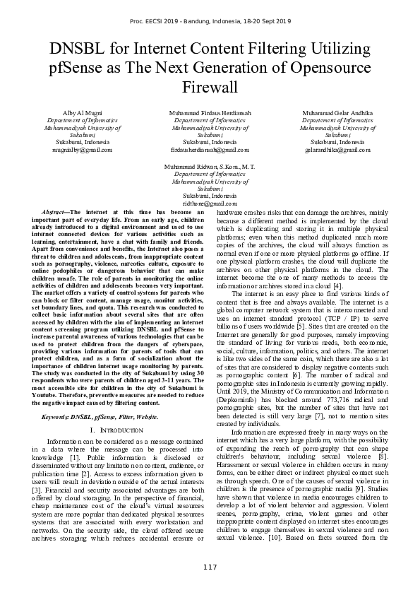 (PDF) DNSBL for Internet Content Filtering Utilizing pfSense as The Next Generation of ...