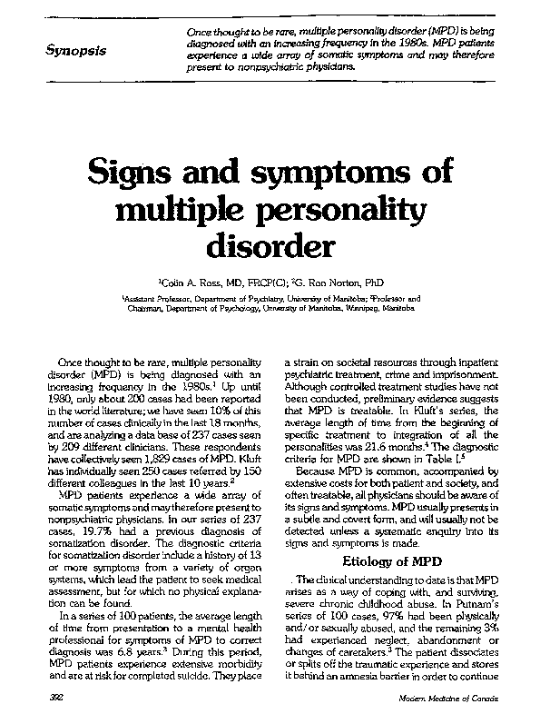 (PDF) Signs and Symptoms of MPD