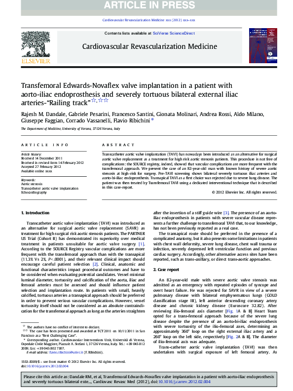 (PDF) Transfemoral Edwards-Novaflex valve implantation in a patient ...
