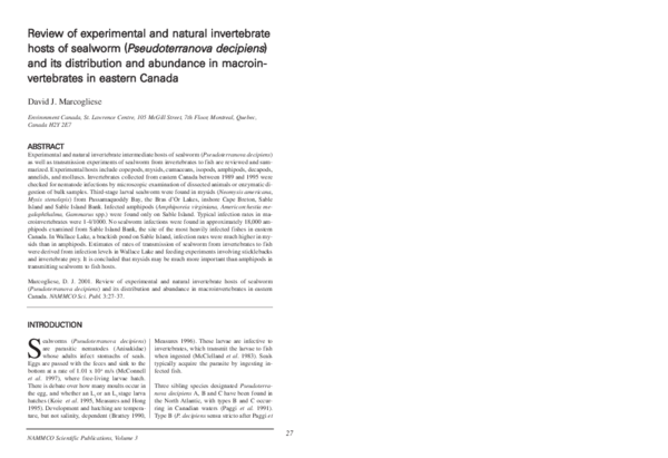 (PDF) Review of experimental and natural invertebrate hosts of sealworm (Pseudoterranova ...