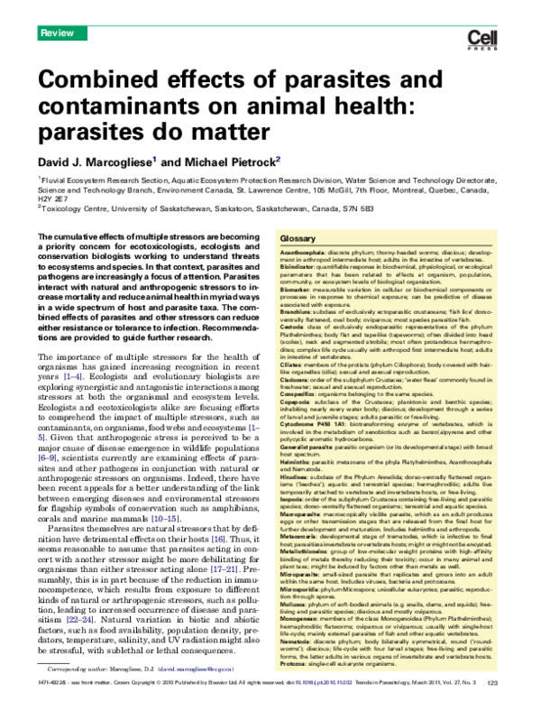 (PDF) Combined effects of parasites and contaminants on animal health ...