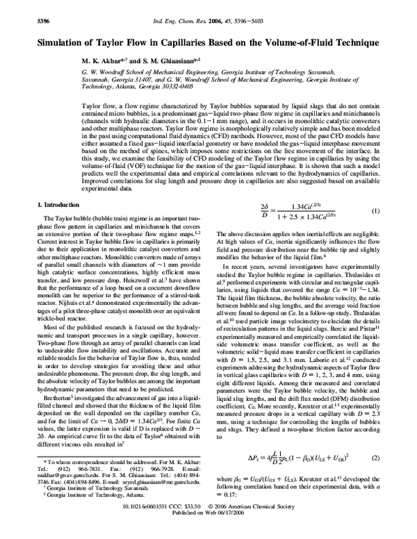 (PDF) Simulation of Taylor Flow in Capillaries Based on the Volume-of ...
