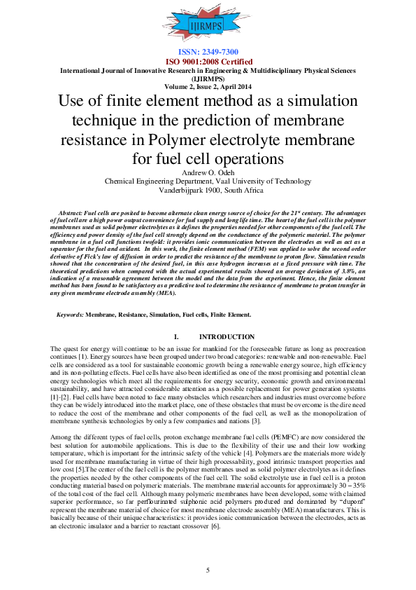 (PDF) Use of Finite Element Method as a Simulation Technique in the ...