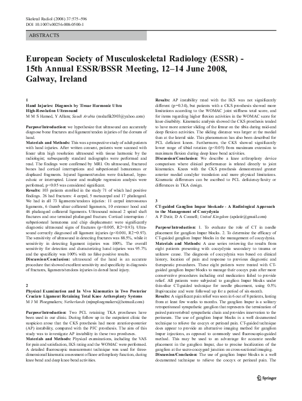 (PDF) European Society of Musculoskeletal Radiology (ESSR)