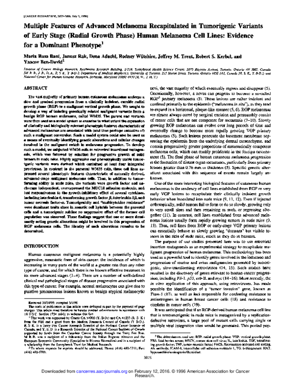 (PDF) Multiple features of advanced melanoma recapitulated in ...