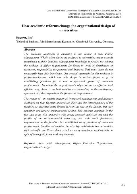 (PDF) How academic reforms change the organizational design of universities