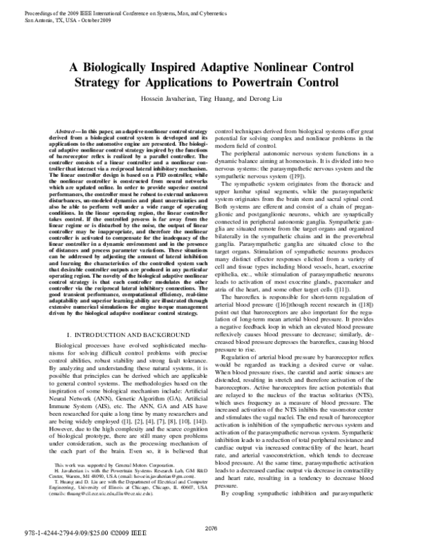(PDF) A biologically inspired adaptive nonlinear control strategy for ...