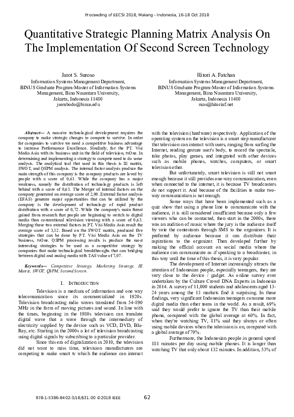 (PDF) Quantitative Strategic Planning Matrix Analysis On The ...