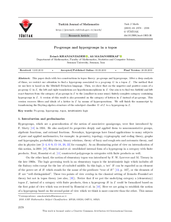 (PDF) Po-groups and hypergroups in a topos