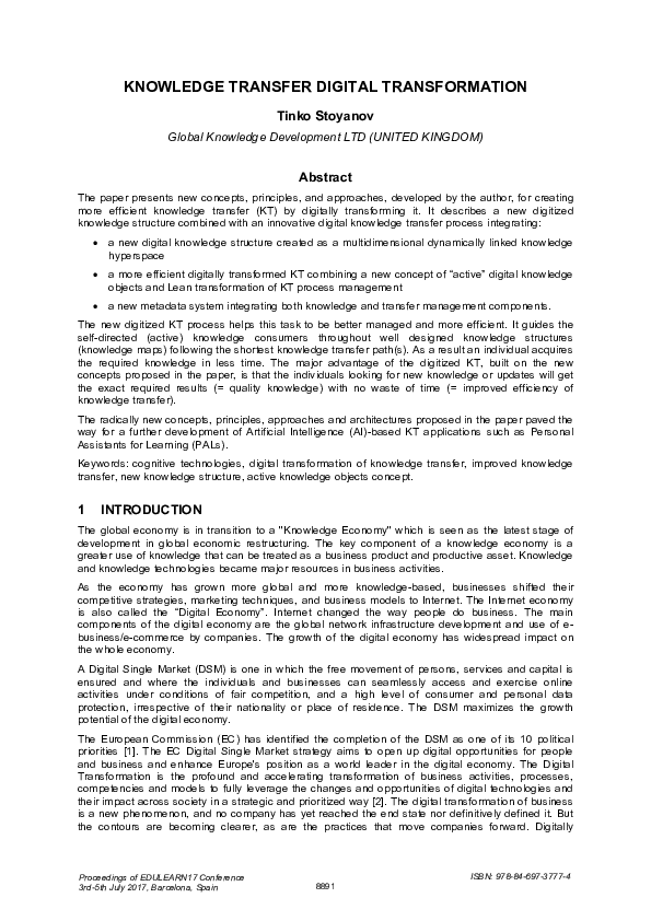 (PDF) Knowledge Transfer Digital Transformation