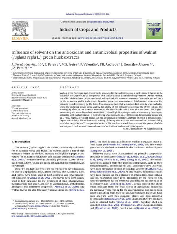 (PDF) Influence of solvent on the antioxidant and antimicrobial properties of walnut (Juglans ...