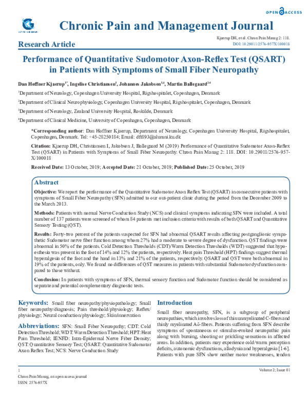 (PDF) Performance of Quantitative Sudomotor Axon Reflex Test Qsart in ...