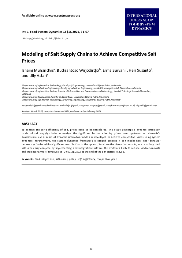 (PDF) Modeling of Salt Supply Chains to Achieve Competitive Salt Prices