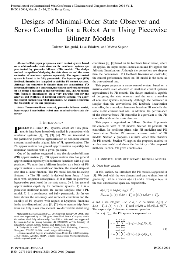 (PDF) Designs of Minimal-Order State Observer and Servo Controller for ...