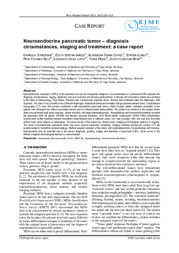 (PDF) Neuroendocrine pancreatic tumor - diagnosis circumstances, staging and treatment: a case ...