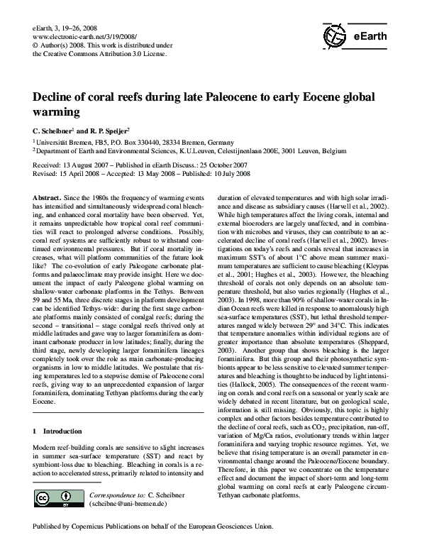 (PDF) Impact of Early Eocene Warming on Coral Reefs