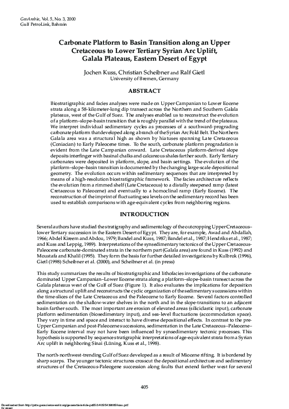 (PDF) Carbonate Platform to Basin Transition along an Upper Cretaceous ...