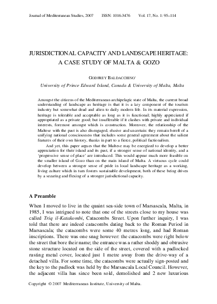 (PDF) Jurisdictional Capacity and Landscape Heritage: A Case Study of ...