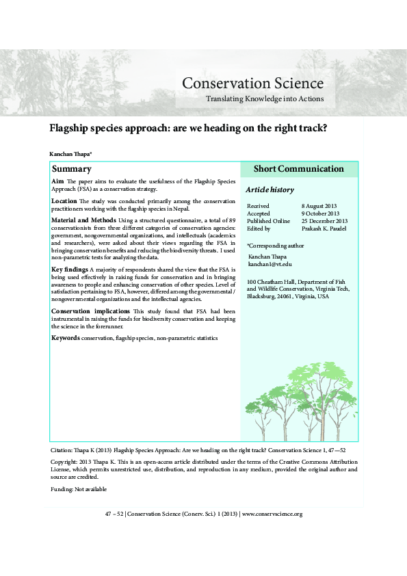 (PDF) Flagship species approach: are we heading on the right track?