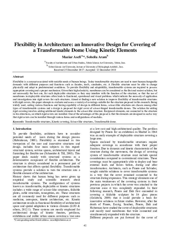(PDF) Flexibility in Architecture: An Innovative Design for Covering of a Transformable Dome ...