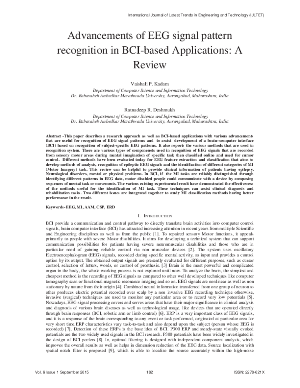 (PDF) Advancements of EEG signal pattern recognition in BCI-based ...
