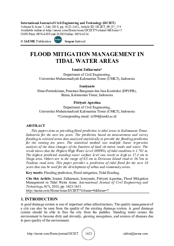(PDF) Flood Mitigation Management in Tidal Water Areas