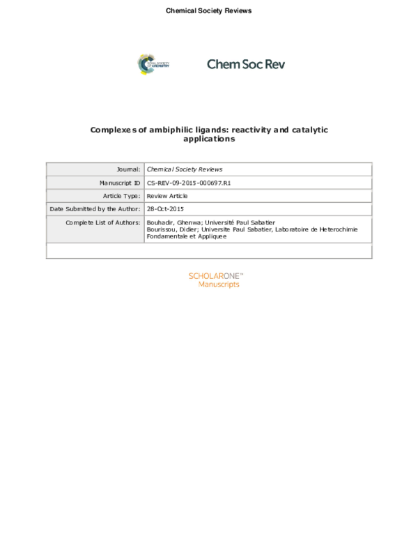 (PDF) Complexes of ambiphilic ligands: reactivity and catalytic ...