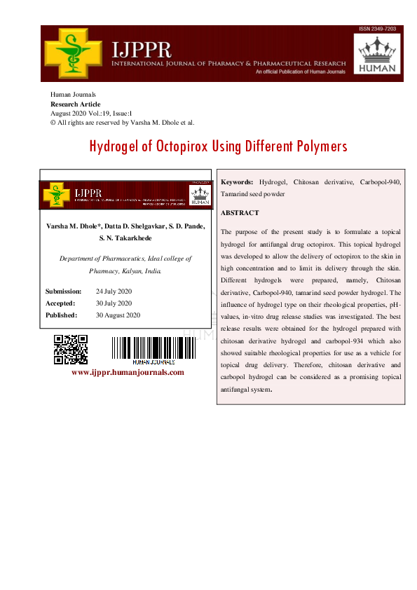 (PDF) Hydrogel of Octopirox Using Different Polymers