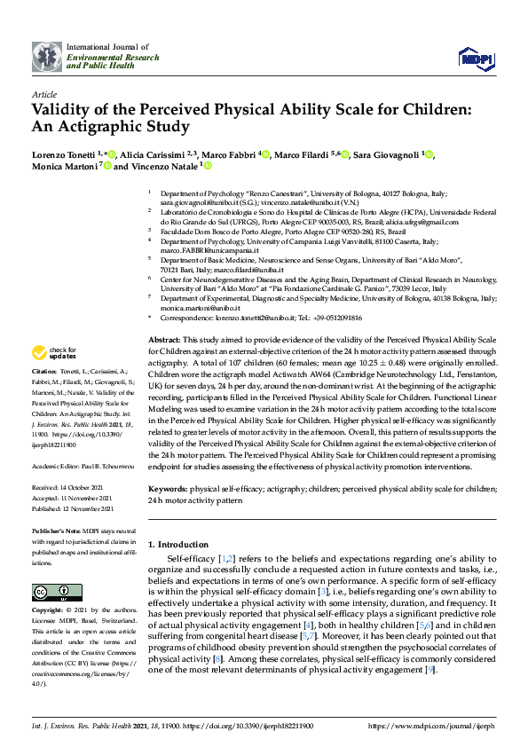(PDF) Validity of the Perceived Physical Ability Scale for Children: An ...