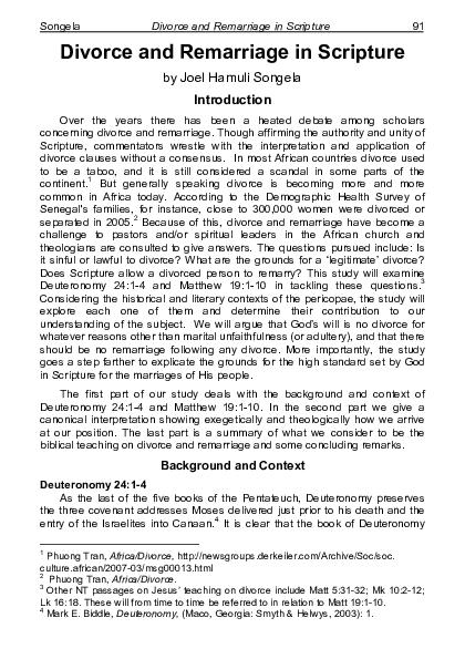 (PDF) Divorce and remarriage in scripture