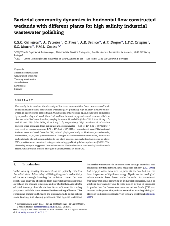 (PDF) Microbial communities from different types of natural wastewater treatment systems ...