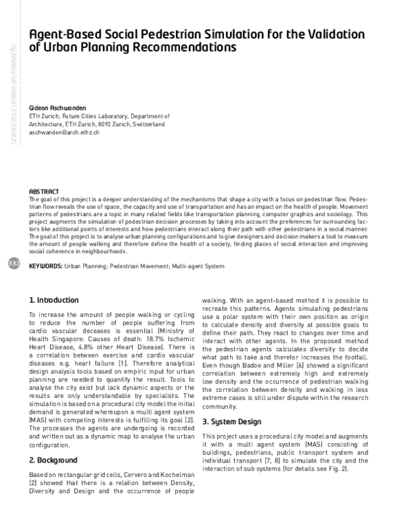 (PDF) Agent-Based Social Pedestrian Simulation for the Validation of Urban Planning Recommendations
