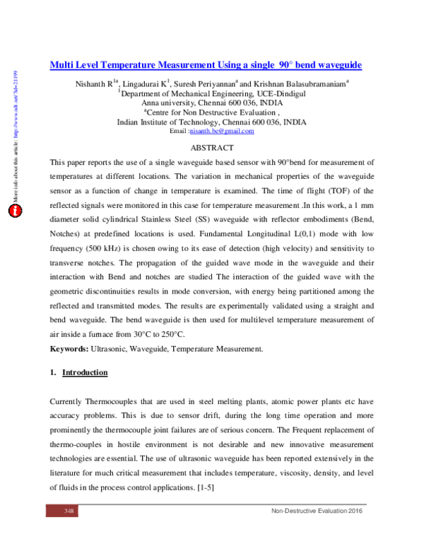 (PDF) Multi Level Temperature Measurement Using a single 90 ° bend ...