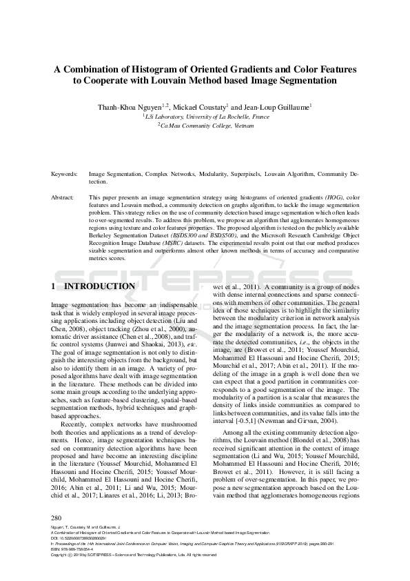 (PDF) A Combination of Histogram of Oriented Gradients and Color Features to Cooperate with ...