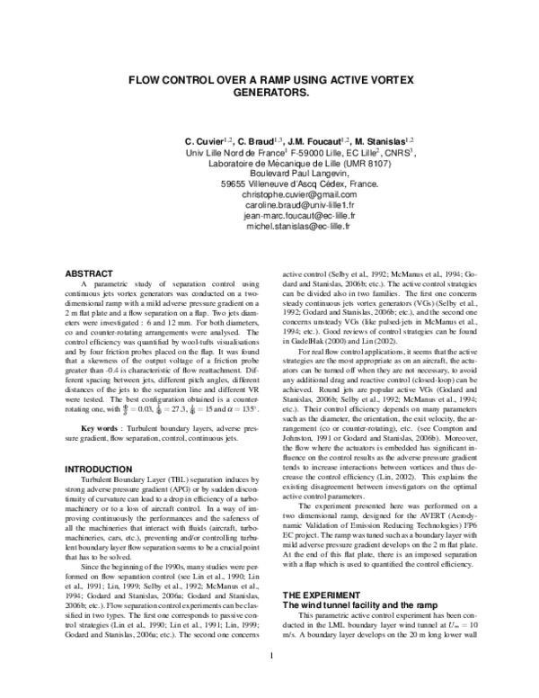 (PDF) Flow Control Over a Ramp Using Active Vortex Generators