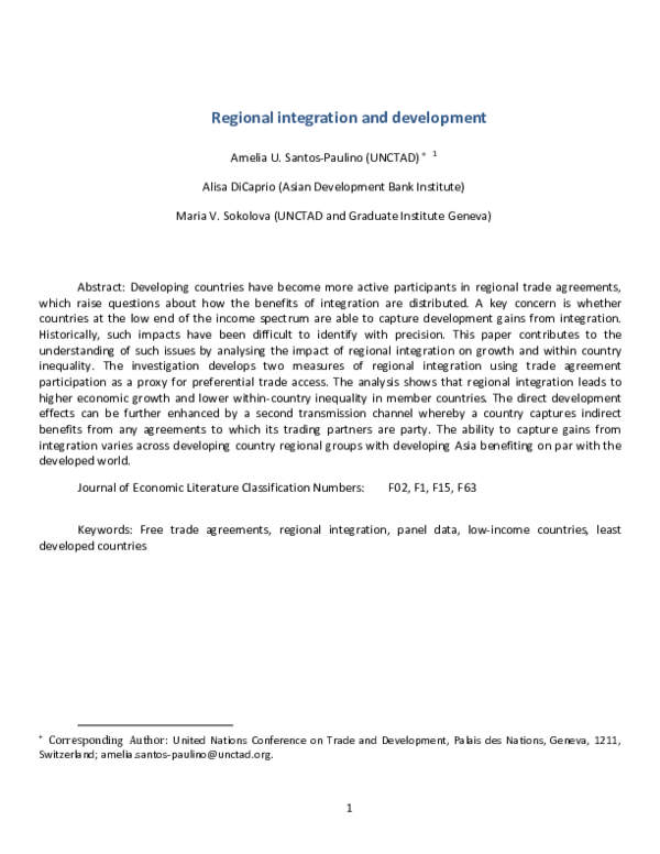 (PDF) Regional integration and development